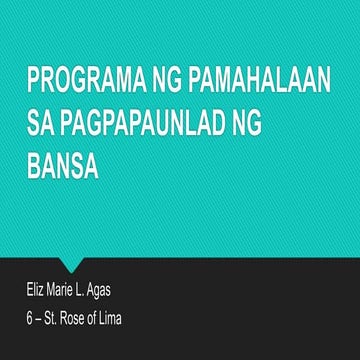 Programa ng pamahalaan sa pagpapaunlad ng bansa agas srl6 | PPTX