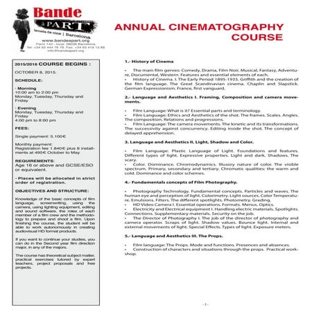Annual cinematography course program 2016/2017. | PDF