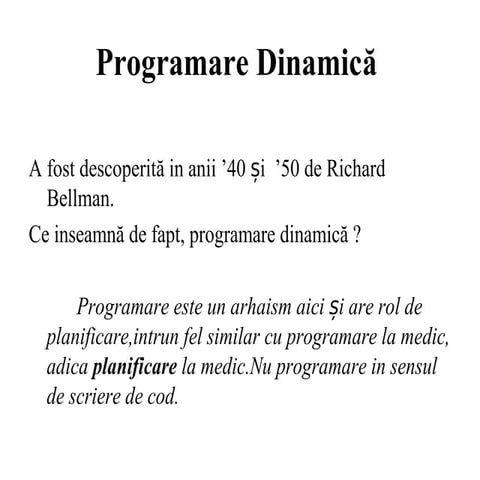 Programare dinamica | PPT