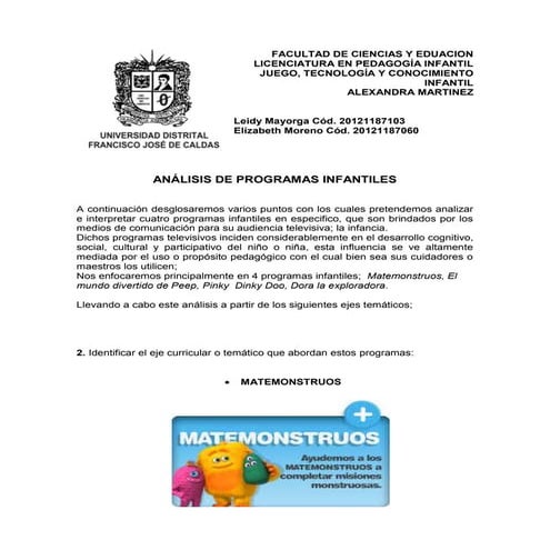 Análisis de Matemonstruos! | DOCX
