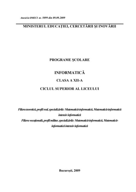 Programa scolara tic_9 | PDF