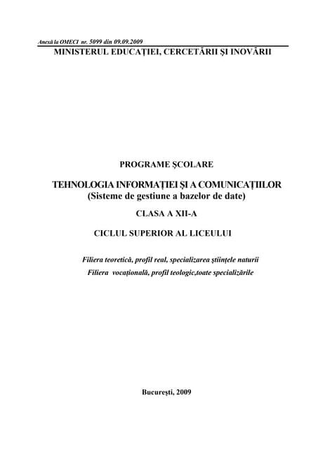 Programa scolara de_informatica_10 | PDF