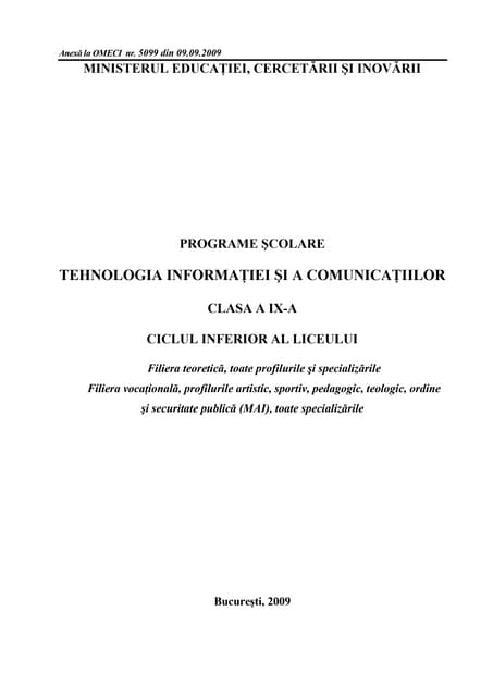 Programa scolara de_informatica_11 | PDF