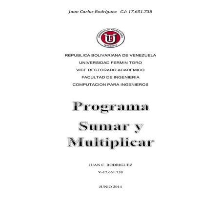 Programa sumar y multiplicar | DOCX