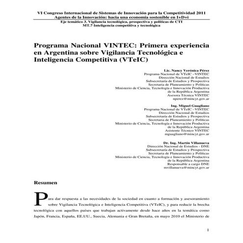 El Rol de la Vigilancia e Inteligencia Estratégica en Argentina | PDF