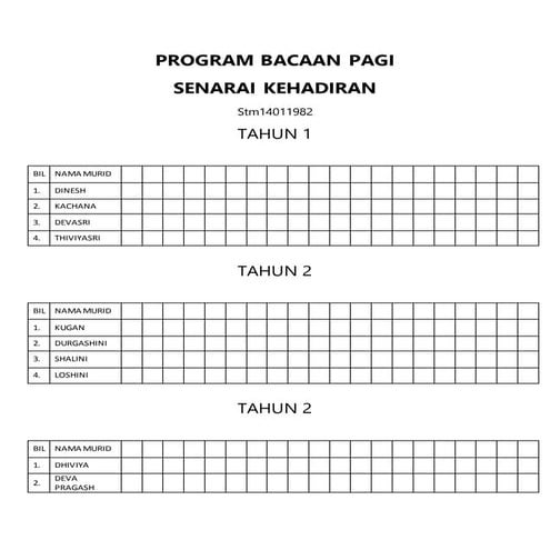 Program bacaan pagi | DOCX