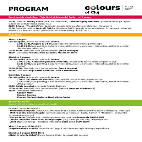 Program Colours of Cluj | PDF