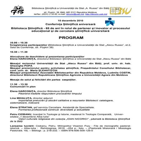 Program conferinta | PDF