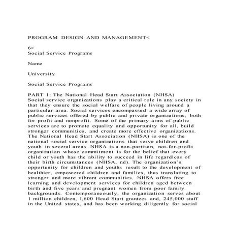 Program design and management6 social service programs | PDF