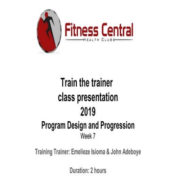 Program design and progression week 7 | PPT