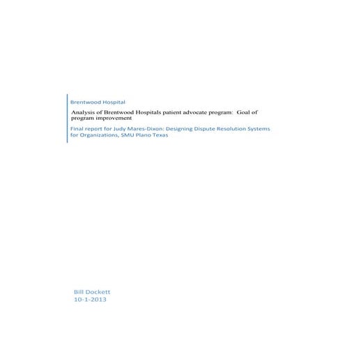 Program design paper: Brentwood Hospital | PDF