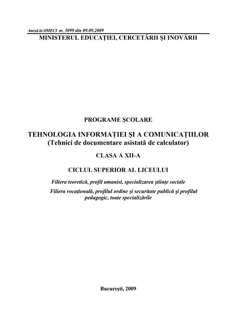 Programa scolara tic_9 | PDF