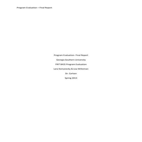Program evaluation 2013 | PDF