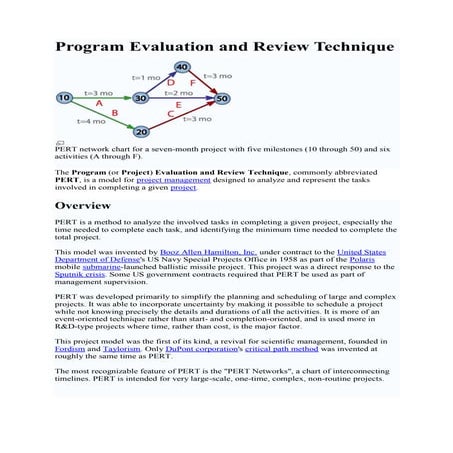 Program Evaluation And Review Technique | PDF | Computer Software and Applications | Computing