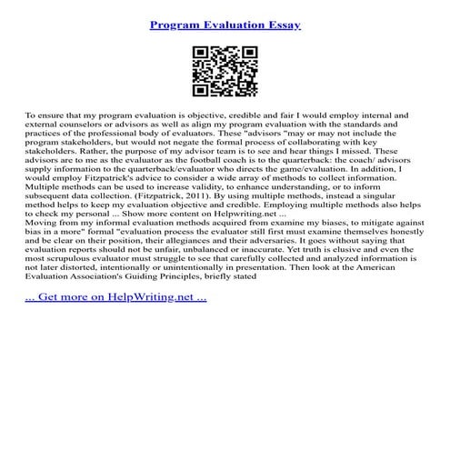 Program Evaluation Essay | PDF