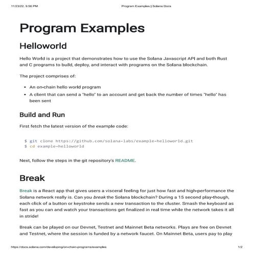 Program Examples on Solana Research | PDF