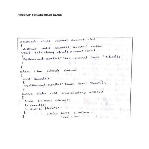 Java Program For Abstract Class With Code Example Pdf 4737
