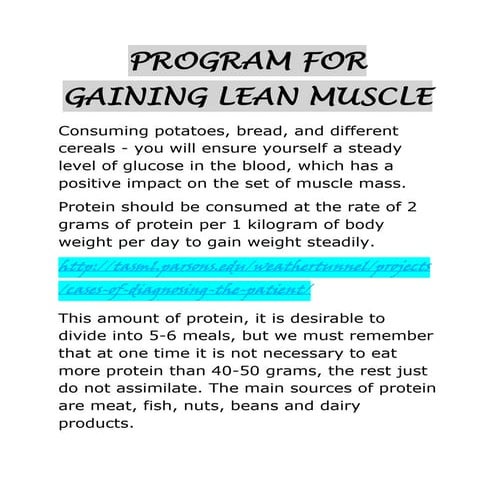 Program for gaining lean muscle | DOCX