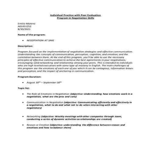 Program in negotiation skills | PDF