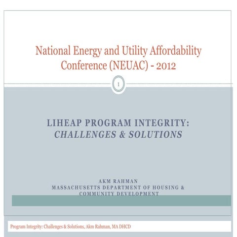 LIHEAP Program Integrity Challenges and Solutions | PPTX
