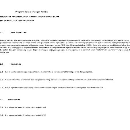 Program kecemerlangan panitia | DOCX