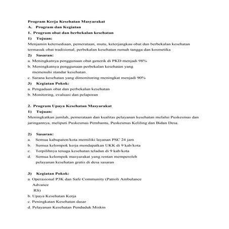 Program kerja kesehatan masyarakat | DOCX