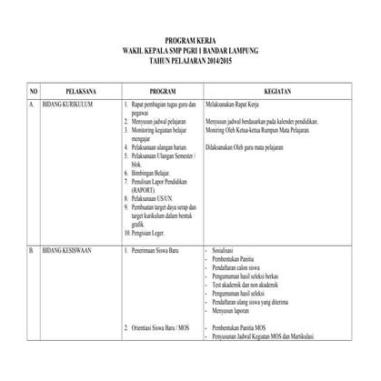 PROGRAM KERJA WAKA KESISWAAAAAAAAN.pdf SMK | PDF