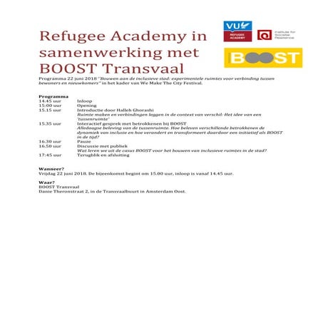 Programma 22 juni ism boost | PDF