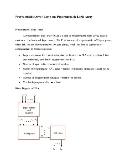Programmable Array Logic And Programmable Logic Array Pdf