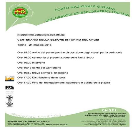 Programma centenario scout laici | PDF