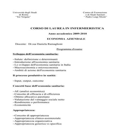Programma d'esame aa 2009 2010 | PDF