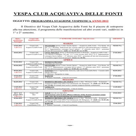Programma eventi stagione vespistica anno 2012 definitivo | PDF