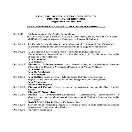 Programma iv novembre 2012 | PDF