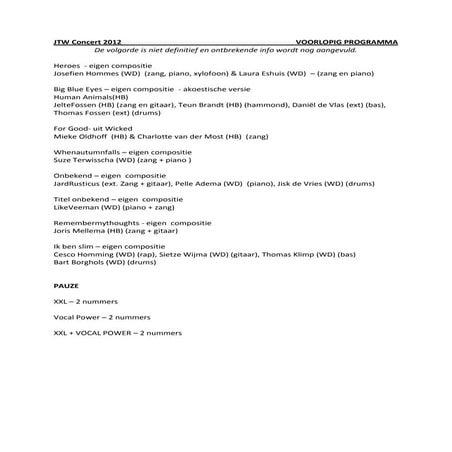 Programma jtw concert 2012 | DOCX