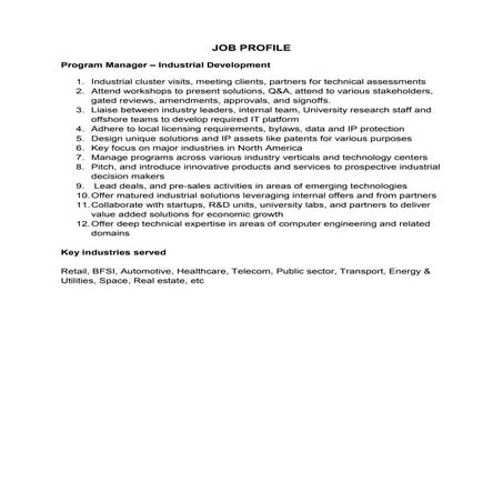 Program_Manager_ Industries - job profile | PDF