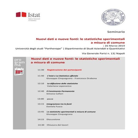 Programma (Seminario Uni-Parthenope - 26 Marzo 2019) | PDF | Business | Business and Finance