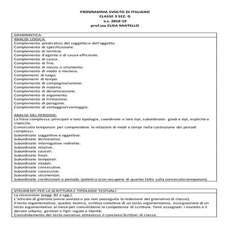Programma svolto di italiano 3 g_as_2018_19 | PDF