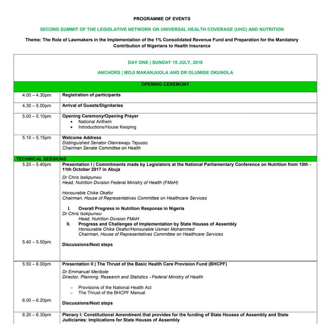 Second Annual Summit of the Legislative Network for Universal Health ...