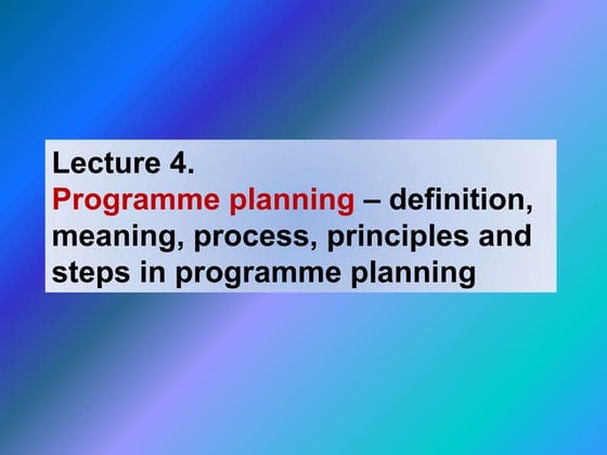 EXTENSION & PROGRAMME PLANNING.ppt | Business | Business and Finance