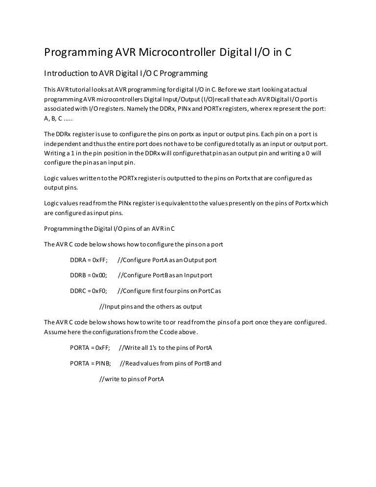 Programming Avr Microcontroller Digital I