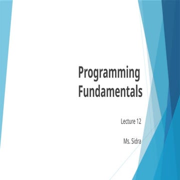Programming Fundamentals lec 9. x | PPT