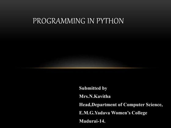 Introduction To Python Ppt