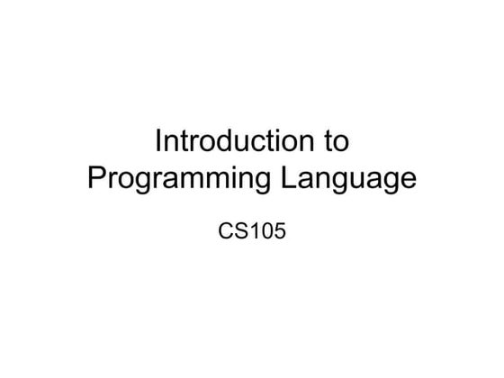 Programming introduction | PPT