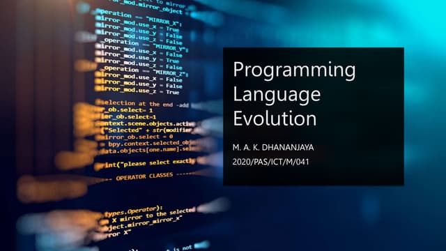 Programming Language Evolution | PPT Programming Language Evolution | PPT