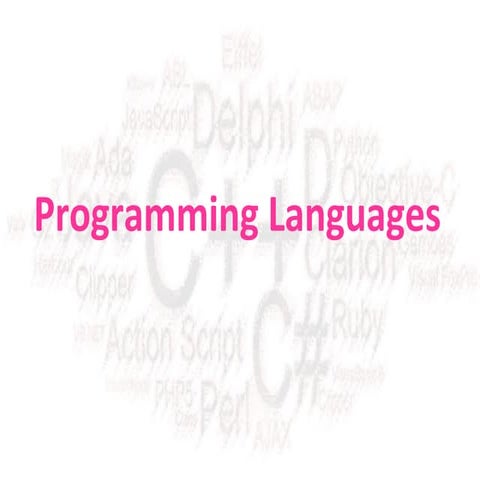 Lect 1. introduction to programming languages