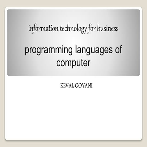 Programming Languages Of Computer Pptx Programming Languages