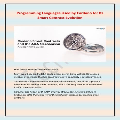 Programming Languages Used by Cardano for Its Smart Contract Evolution. | PDF