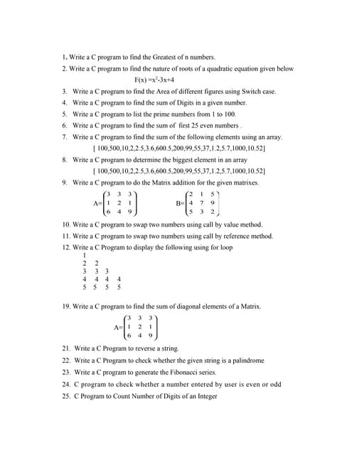 Programming Practice Questions_C | PDF