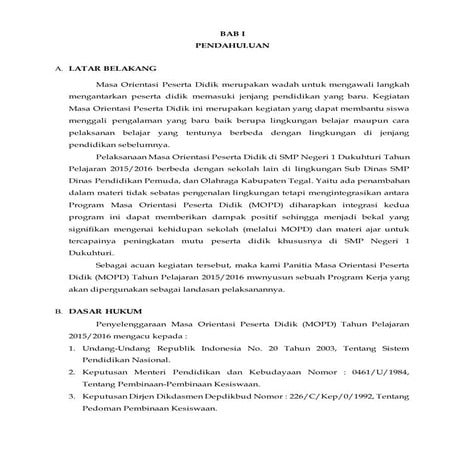 Program MOPD SMP N 1 DUKUHTURI 2015 | DOCX