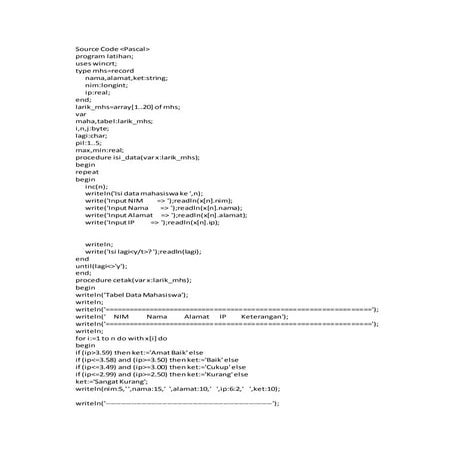 Program Pascal Menghitung Ipk Docx